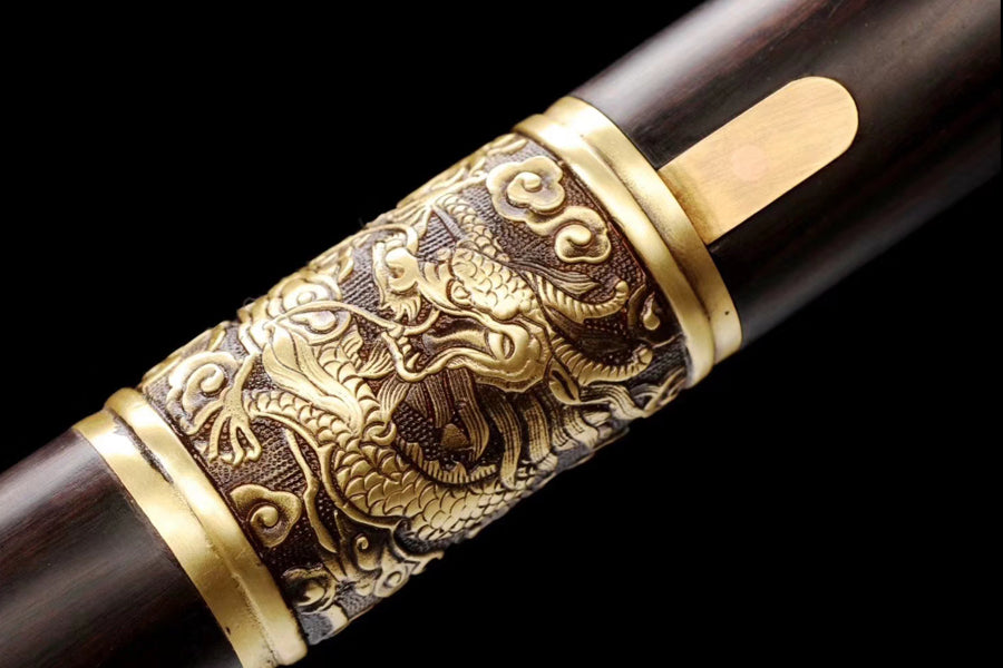 Cane Sword Chinese Jian Handmade Folded Steel Blade Ebony Saya ...